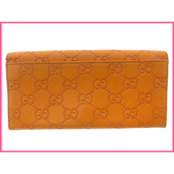 Gucci | Bags | Gucci Ssima Orange Gg Long Black Wallet Bifold | Poshmark
